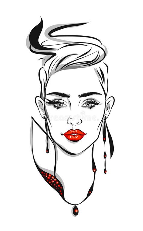 Beautiful Line Art Woman Illustration Stock Vector Illustration Of