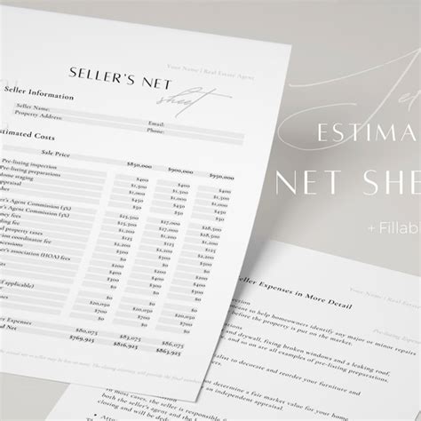 Seller Net Proceed Sheet Etsy