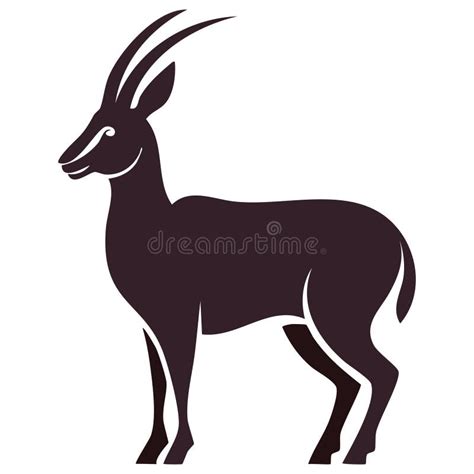 Elegant Sable Antelope Illustration Standing Posing With Long Horns