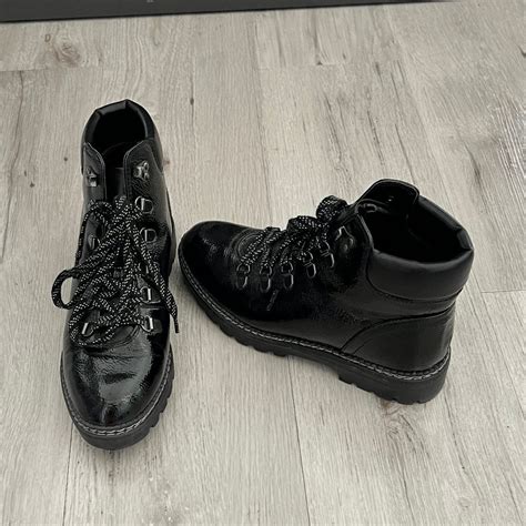Aldo Black Patent Leather Booties Gem
