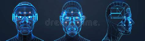 Illustration D Model AI Facial Recognition System For Security And