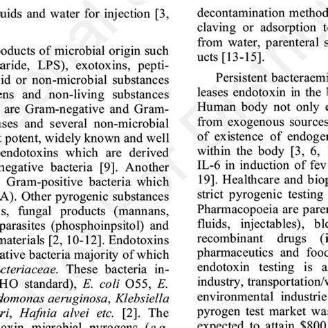 The Sources And Types Of Pyrogens Commonly Encountered In Download