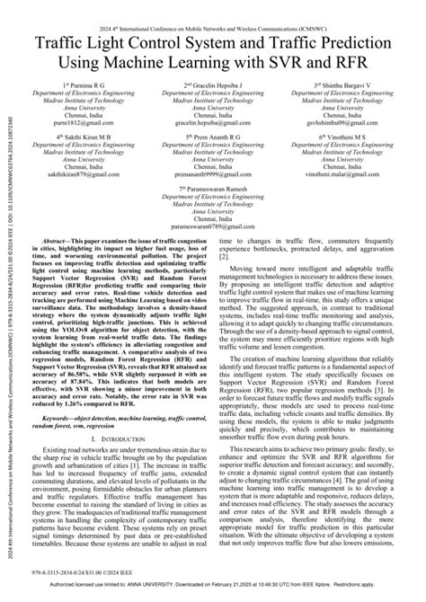 Pdf Traffic Light Control System And Traffic Prediction Using Machine Parameswaran Ramesh