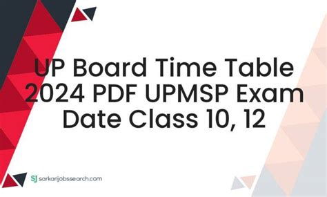 Up Board Time Table 2024 Pdf Upmsp Exam Date Class 10 12