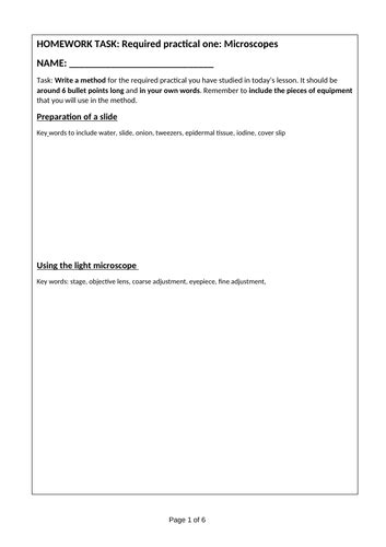 Microscopes Required Practical Teaching Resources