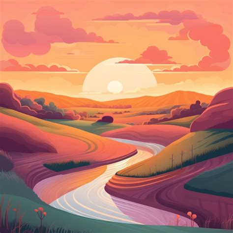 Premium Photo Sunrise Landscape Scene Illustration Background