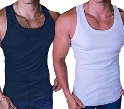 Kit 2 Regatas Masculina Modelo Americano Ribana Canelada MercadoLivre