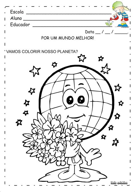 Atividade Colorindo o Planeta Temática Meio Ambiente Ideia Criativa