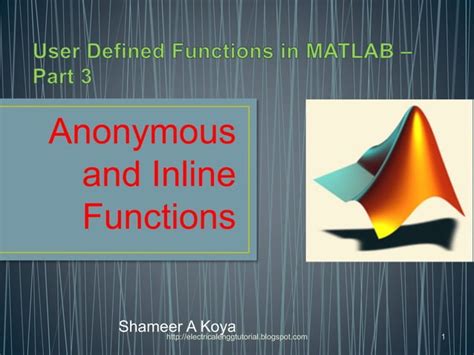 Anonymous And Inline Functions In Matlab Ppt