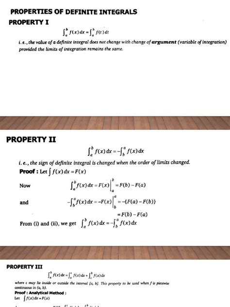 Definite Integration Formulas Pdf