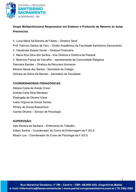 Protocolo De Biossegurança Para Retomada Das Aulas Presenciais