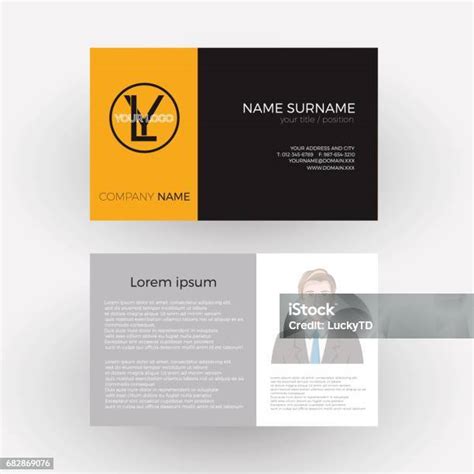 Kartu Nama Oranye Dan Hitam Vektor Ilustrasi Stok Unduh Gambar