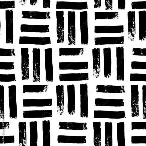 Abstract Tile Geometric Seanless Pattern With Gringe Texture Hand Drawn Brush Strokes