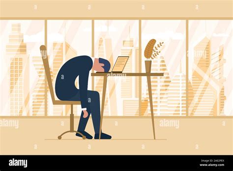 Professional Burnout Syndrome Exhausted Tired Male Employee In Office