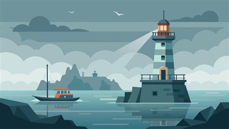 Premium Vector An Old Lighthouse Stands Guard At The Entrance Of The