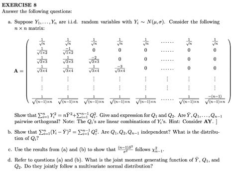 EXERCISE 8 Answer The Following Questions A Suppose Chegg Com