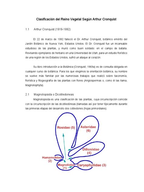 Clasificación Del Reino Vegetal Según Arthur Cronquist Pdf