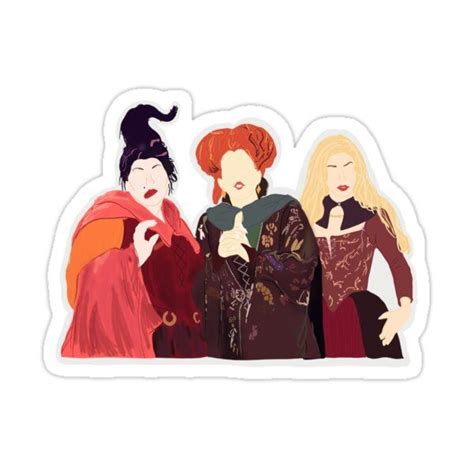 The Sanderson Sisters Hand Drawn Halloween Sticker Sticker For Sale