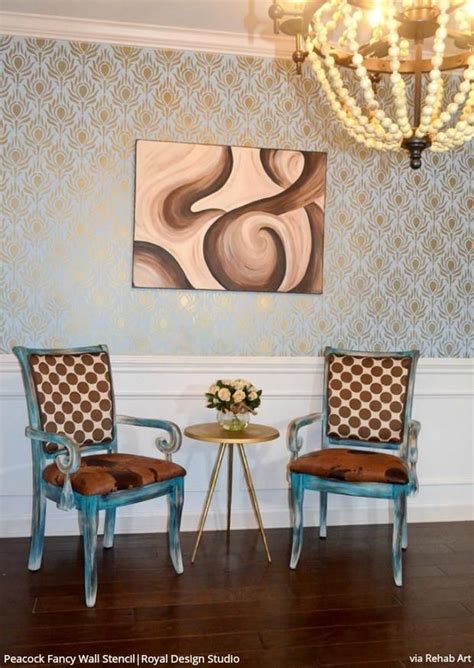 Peacock Fancy Wall Stencil Stencils Wall Stencil Furniture Royal