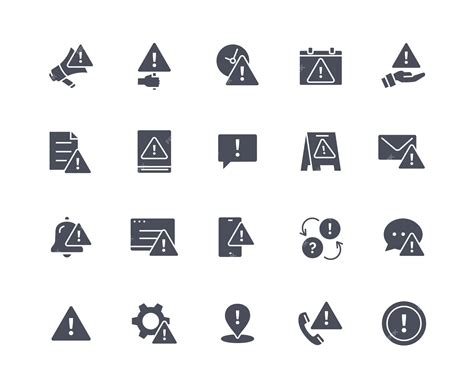 Premium Vector Warning Icons Black Set Ui And Ux Design Interface For Mobile Applications And