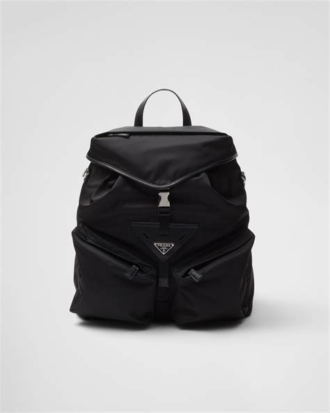 Black Re Nylon And Leather Backpack Prada