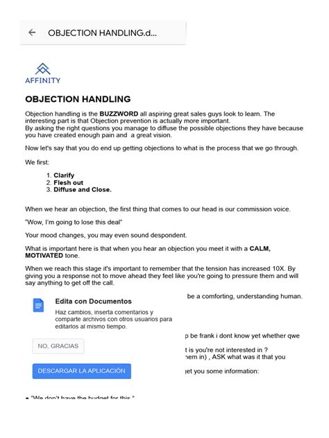 Objection Handling Pdf
