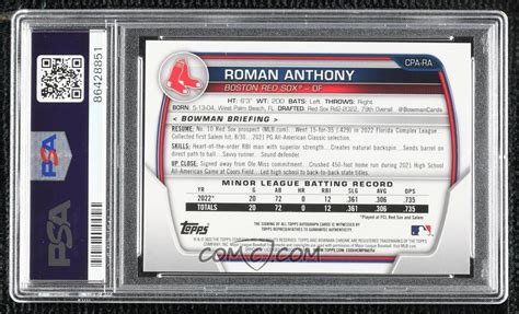 2023 Bowman Chrome Prospect Autographs Speckle Refractor Cpa Ra