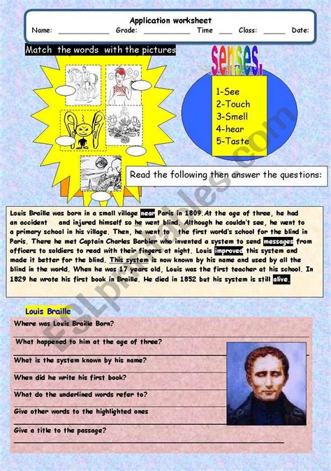 The Five Senses Esl Worksheet By Adel A