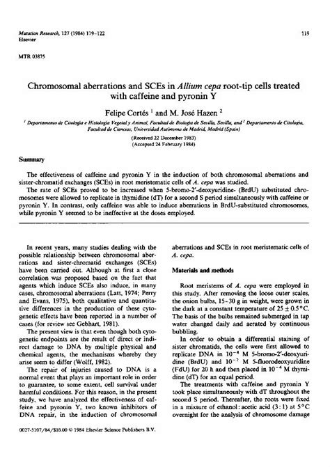 Pdf Chromosomal Aberrations And Sces In Allium Cepa Root Tip Cells