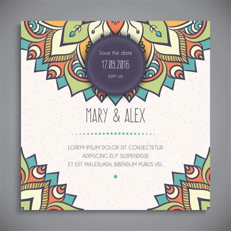 손으로 그린 요소와 빈티지 결혼식 초대 카드 Eps Uidownload