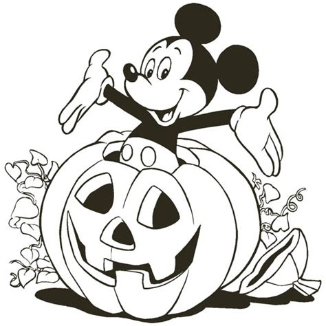 Mickey Mouse Inside Halloween Pumpkin Coloring Page Color Luna