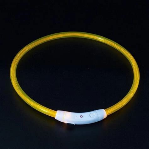 Ошейник для собак с LED подсветкой желтый с зарядкой от USB размер S от ...