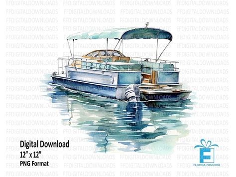 Pontoon Boat Png Pontoon Boat Clipart Watercolor Pontoon Png Pontoon