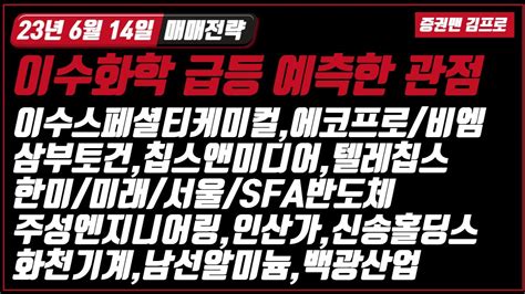 주도주 매매정지 기법이수화학이수스페셜티케미컬에코프로삼부토건칩스앤미디어텔레칩스한미반도체미래반도체주성엔지니어링인산가신송홀딩스화천기계남선알미늄백광산업