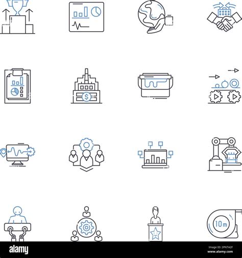 Industrial Venture Line Icons Collection Manufacturing Production Fabrication Assembly