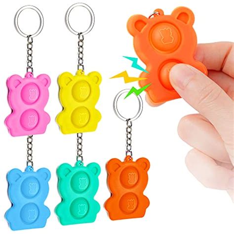 Fidget Pack 5pcs Mini Push Pop Bubble Fidget Keychain Sensory Toy Mixe