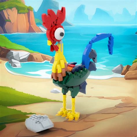 Moc Moanas Heihei Chicken Building Blocks Set Creative Anime Figure Big Rooster Model Toys For
