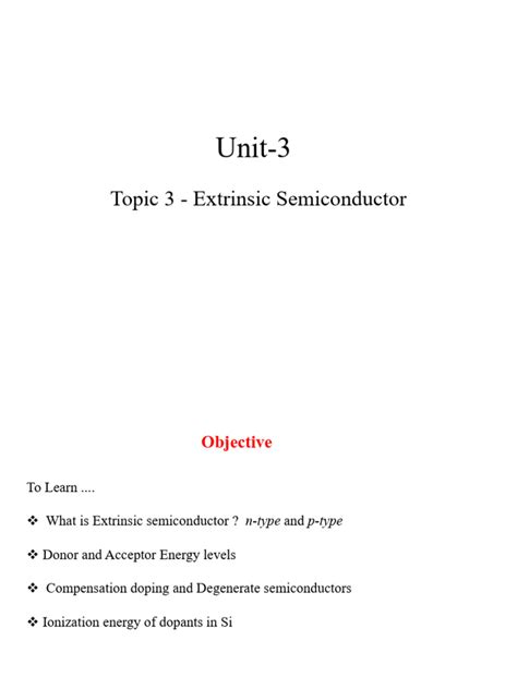 Unit 3 Topic 3 Extrinsic Semiconductor Pdf Doping