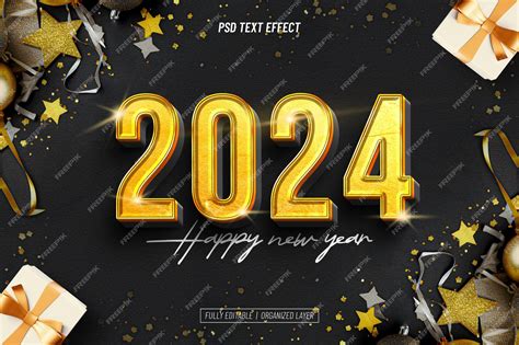 Premium Psd Happy New Year 2024 Text Effect