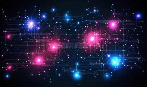 Abstract Digital Circuit Board Design With Glowing Lights And Vibrant Colors Stock Image Image