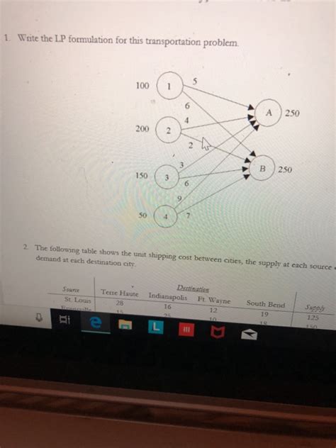 Solved 1 Write The Lp Formulation For This Transportation