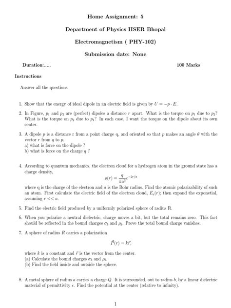Assignment 5 Pdf Dielectric Dipole