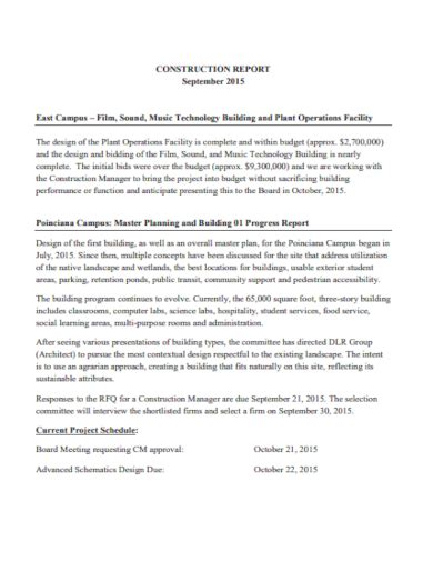 FREE Building Construction Report Samples To Download