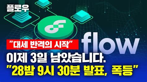 대세 반격의 시작 플로우 이제 3일 남았습니다 28밤 9시 30분 발표 폭등 플로우 플로우전망 Youtube