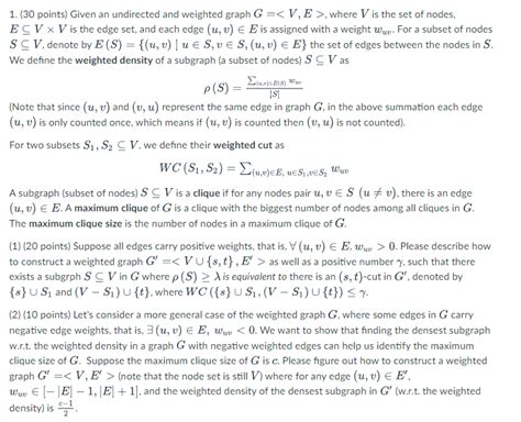 Solved 1 30 Points Given An Undirected And Weighted Graph