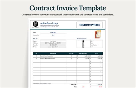 Contract Invoice Template Download In Word Google Docs Excel PDF Google Sheets Apple