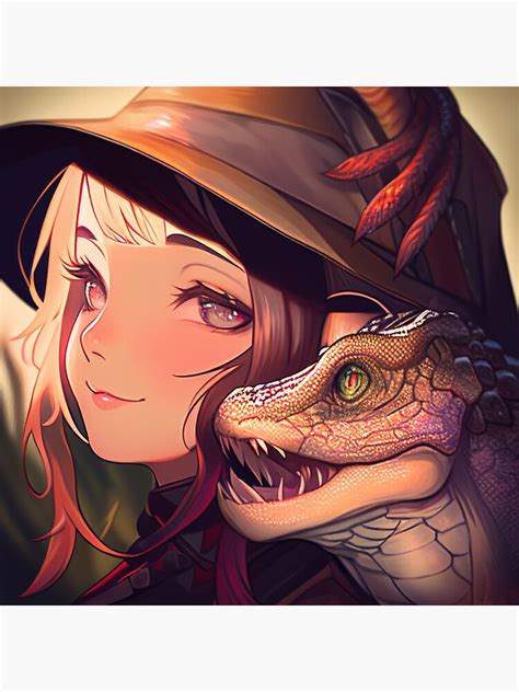 Lovely Anime Girl With Lizard Sticker For Sale By Heinrichwalker