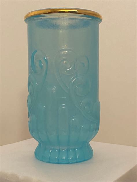 Vintage Avon Blue Glass Vase Etsy