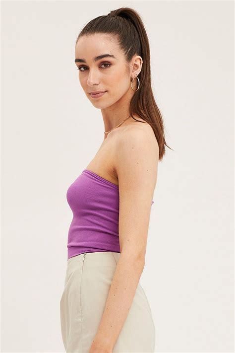 Womens Purple Bandeau Top Seamless Ally Fashion