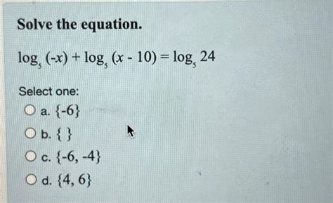 Solved Solve The Equation Log X Log X Log Chegg Com